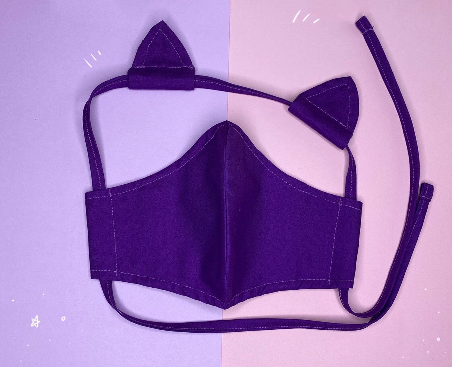 Purple Cat Ear Headband & Fitted Face Mask With Filter Pocket - Etsy UK