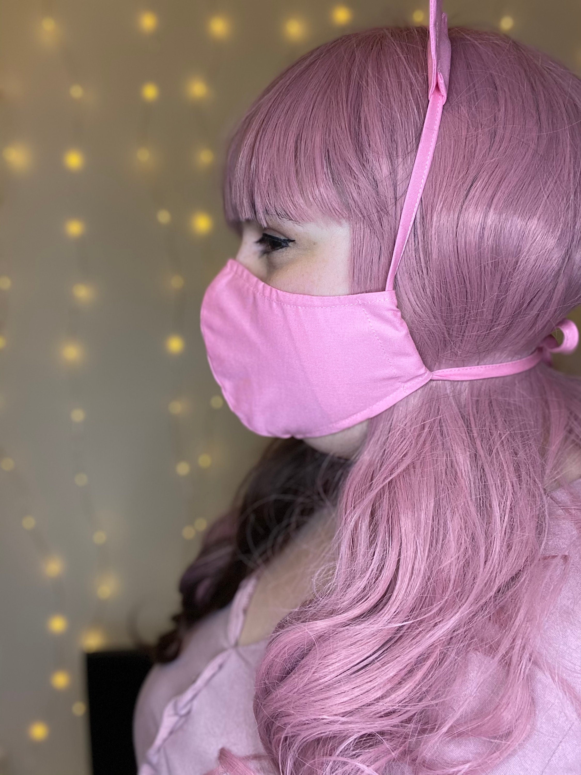 Pink Cat Ear Headband & Fitted Face Mask With Filter Pocket - Etsy UK