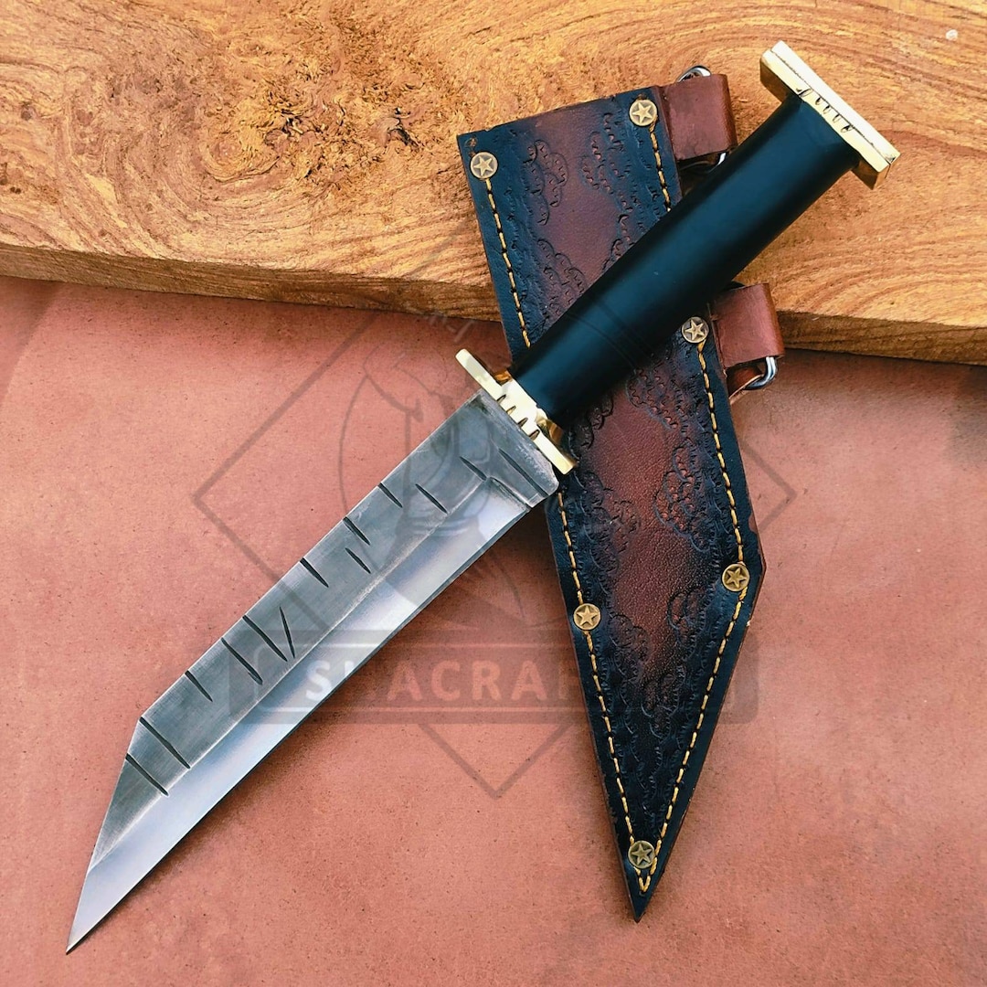 Viking Seax Knife With Leather Cover, Hand Forged Sharp Hunting Knife ...