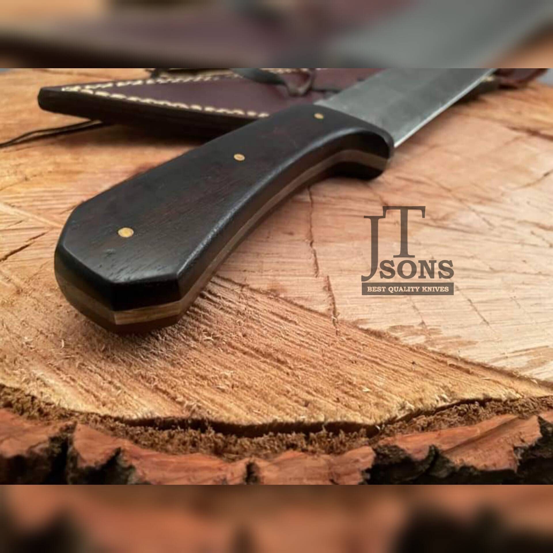 Viking Seax Knife With Leather Cover, Hand Forged Sharp Hunting Knife ...