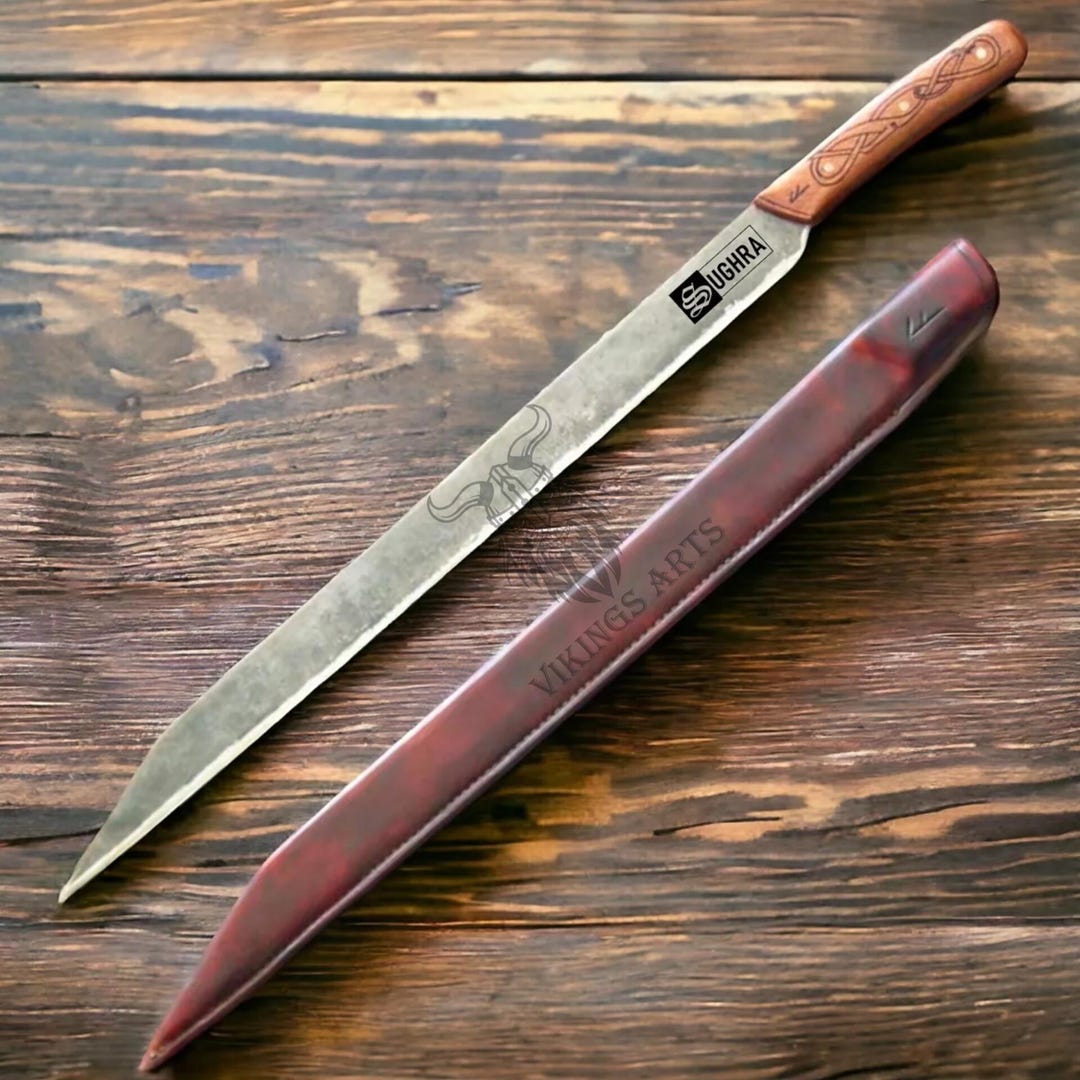 Hand Forged Traditional Viking Seax Knife Hunting Camping Machete Bowie ...