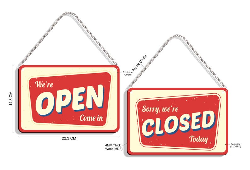 Open Closed Sign Board for Shop | Open Closed Sign Board | Double Side ...