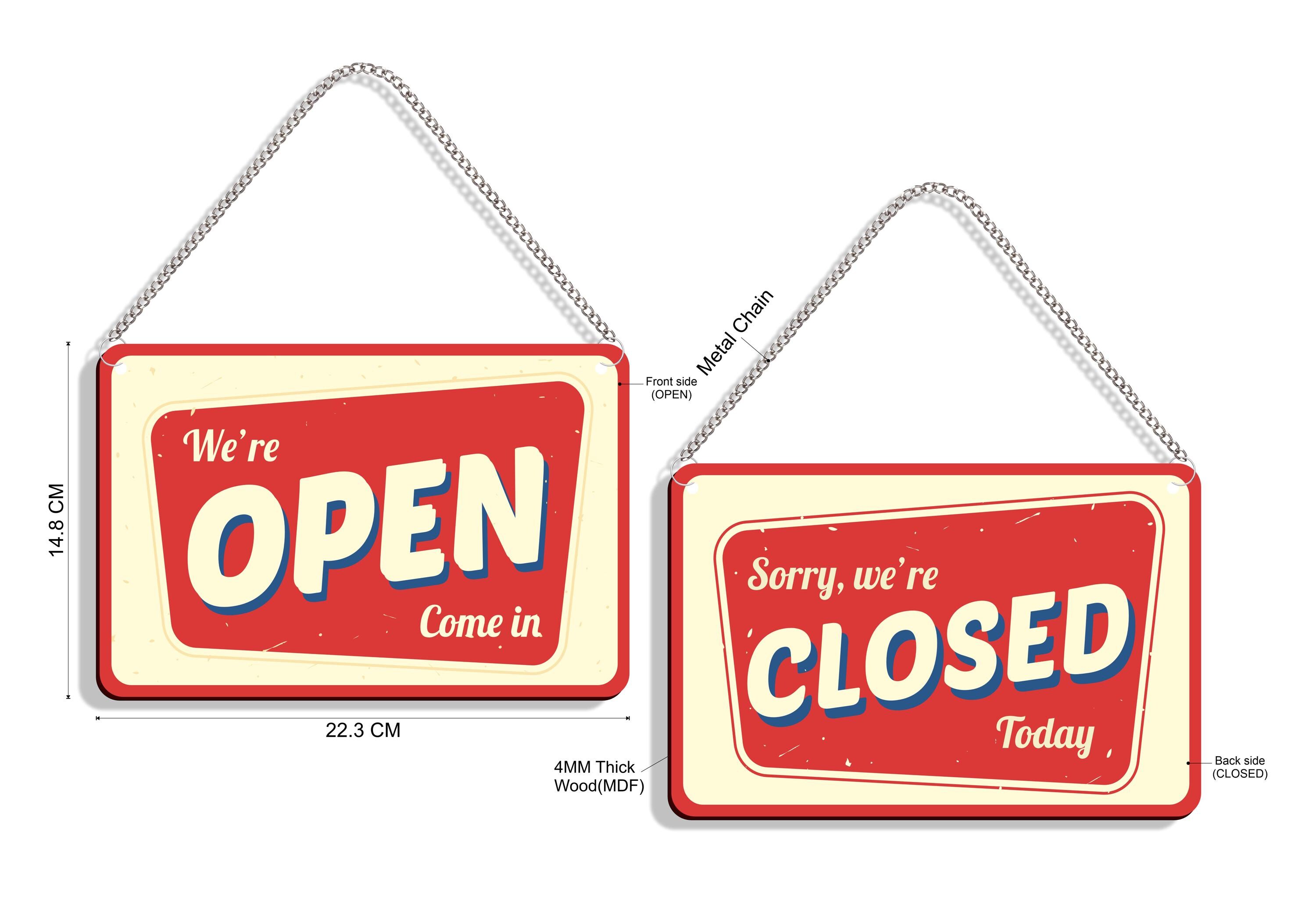 Open Closed Sign Board for Shop | Open Closed Sign Board | Double Side ...