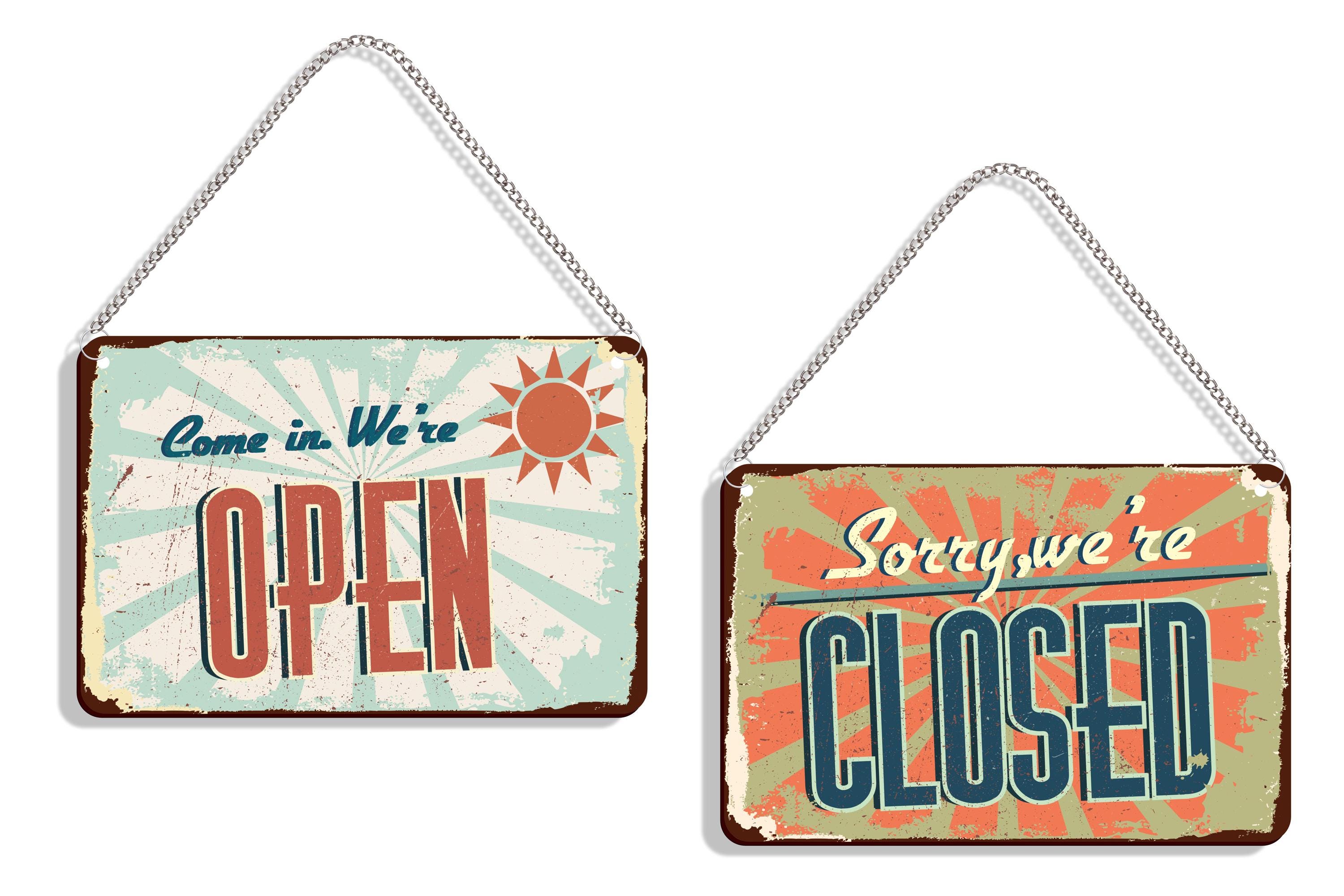Vintage Look Open Closed Sign Board for Shop, Open Closed Sign for ...
