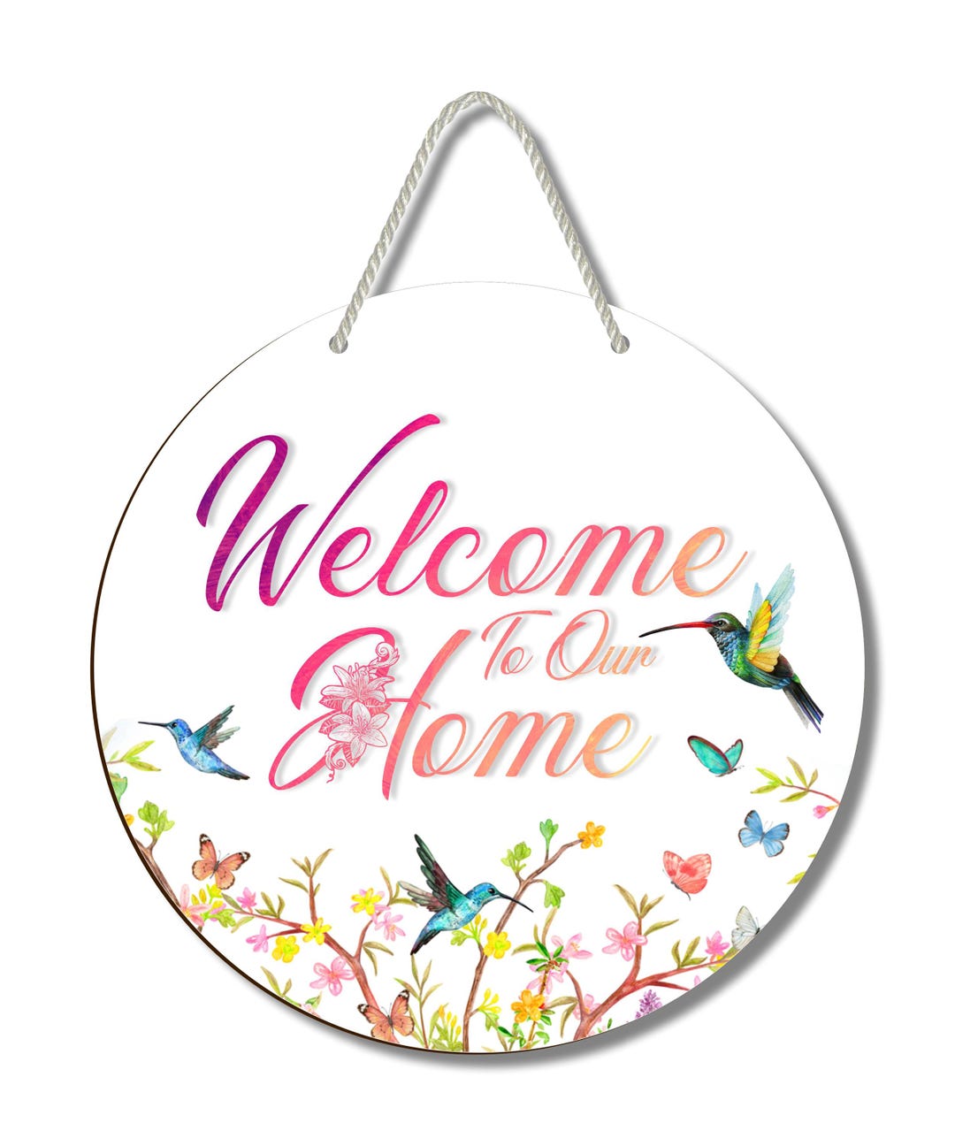 Welcome Home Sign: Round Hummingbird Door Hanger - Etsy