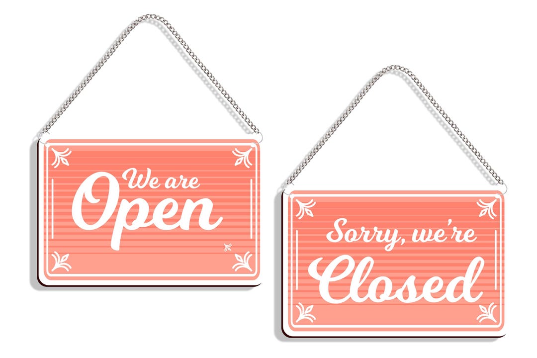 Double Sided Open Closed Sign: Wooden Hanging Business Sign - Etsy