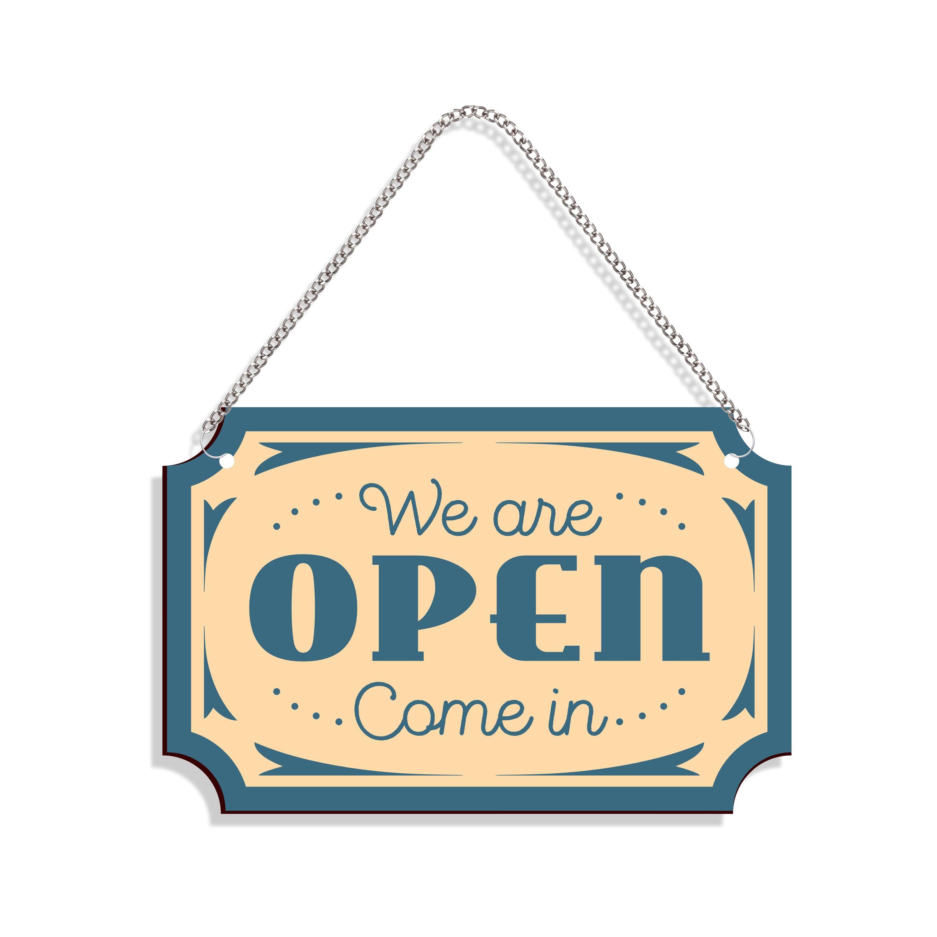 Wooden Double Sided Open-closed Sign With Metal Chain, Open Closed Sign ...