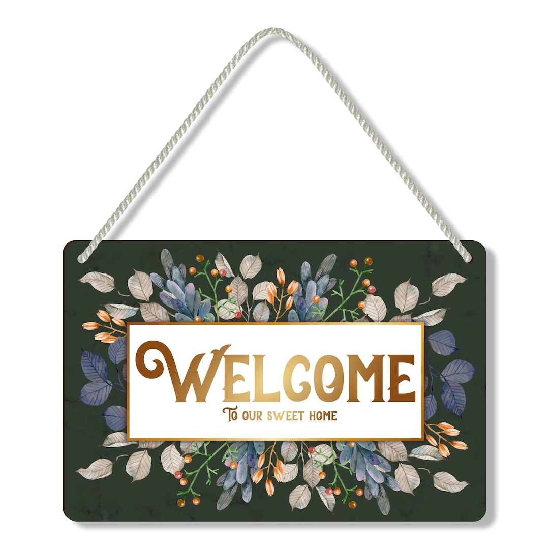 Farmhouse Welcome Sign: Floral MDF Door Hanger - Etsy