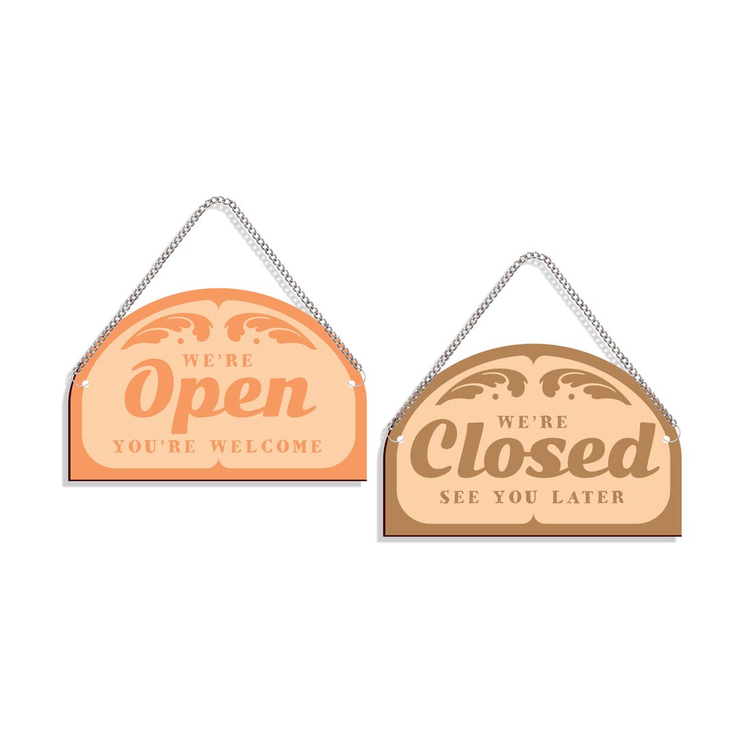 Double Sided Open-closed Wooden Sign With Metal Chain, Open Closed Sign ...