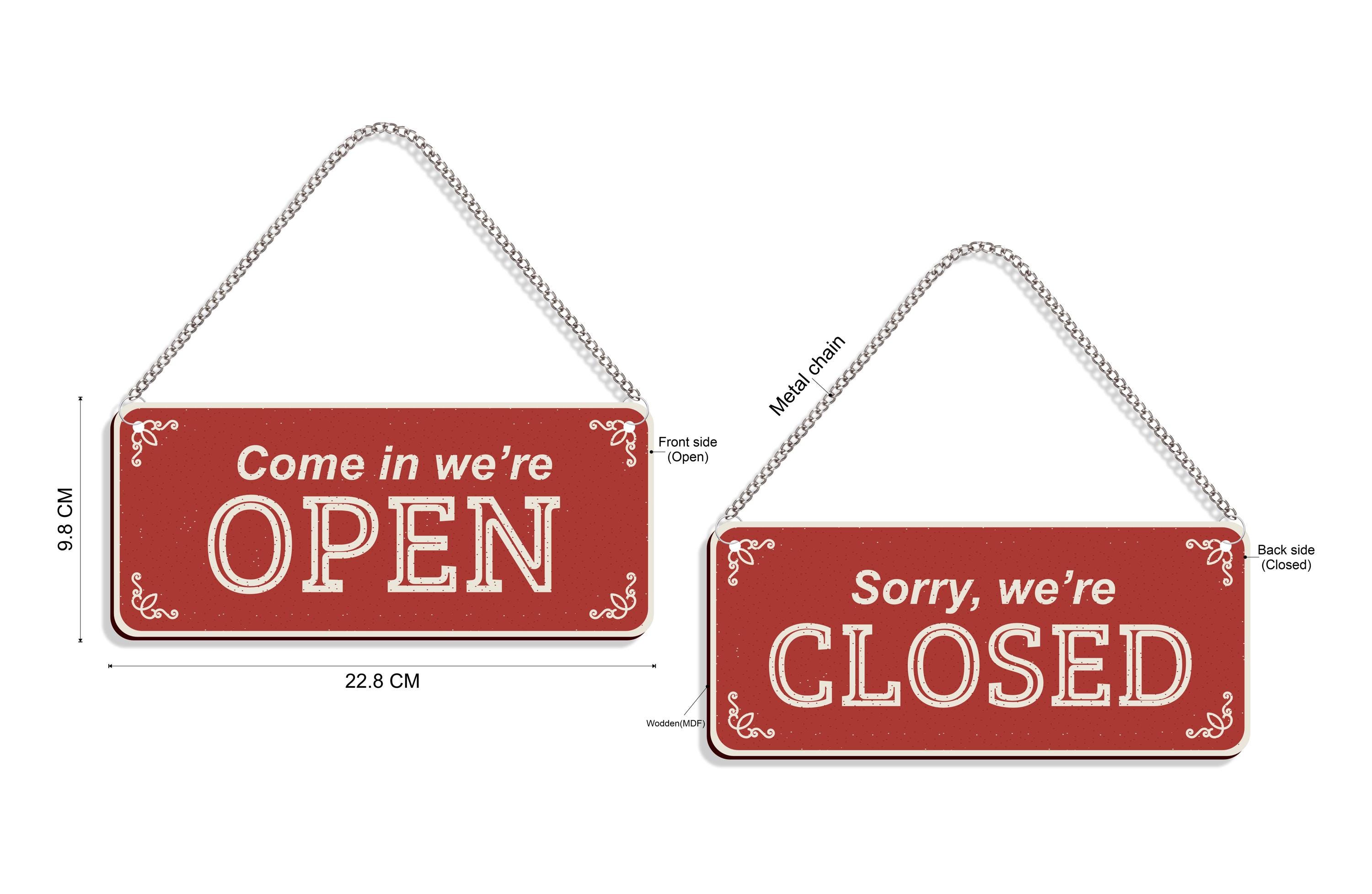 Wooden Double Side Open Close Sign Board Open Closed Sign for Business ...