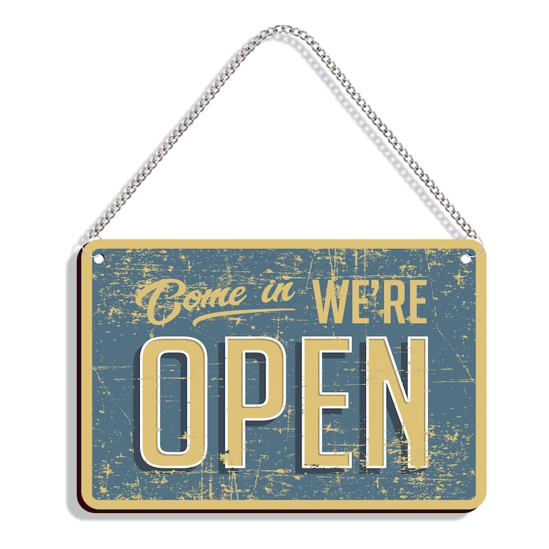 Vintage Double Sided Open-closed Sign With Metal Chain - Etsy