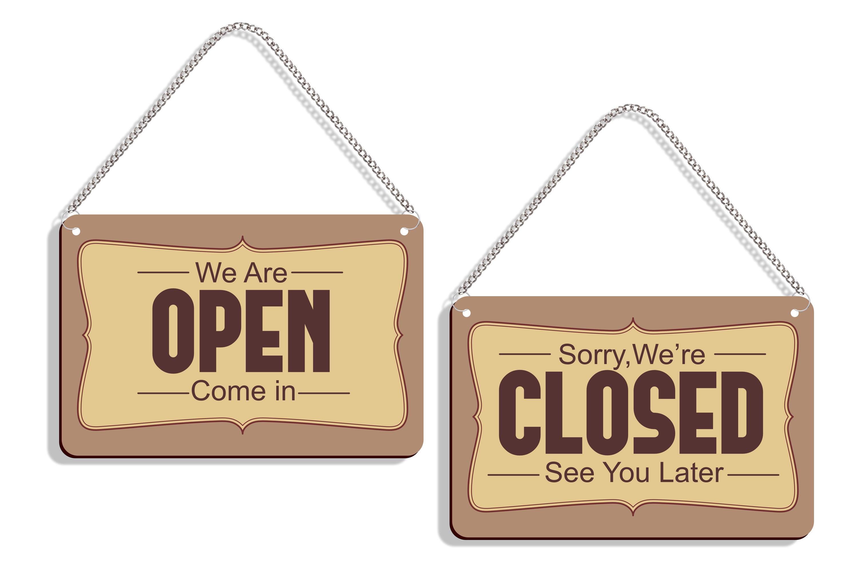Double Sided Wooden Open Closed Sign Board for Shop, Open Closed Sign ...