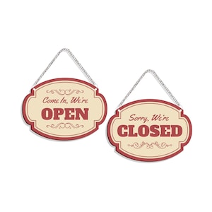Wooden Double Sided Open-closed Sign With Metal Chain, Open Closed Sign ...
