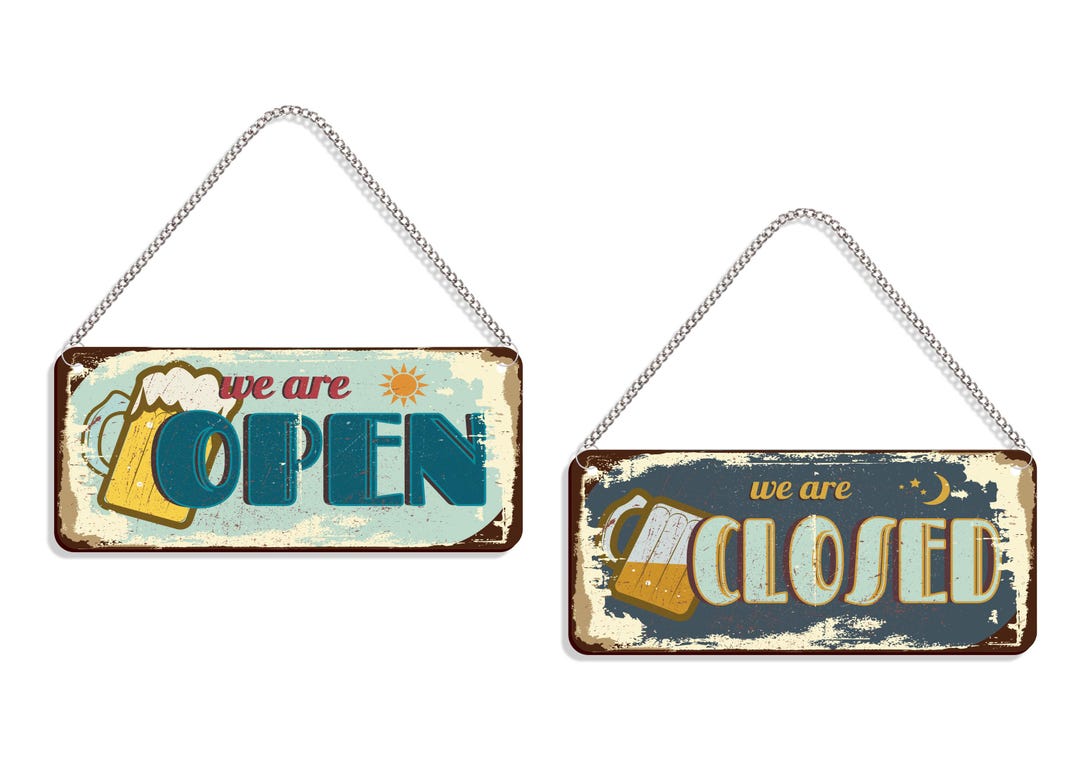 Vintage Look Open Closed Sign | Open Closed Sign Board for Shop | Open ...