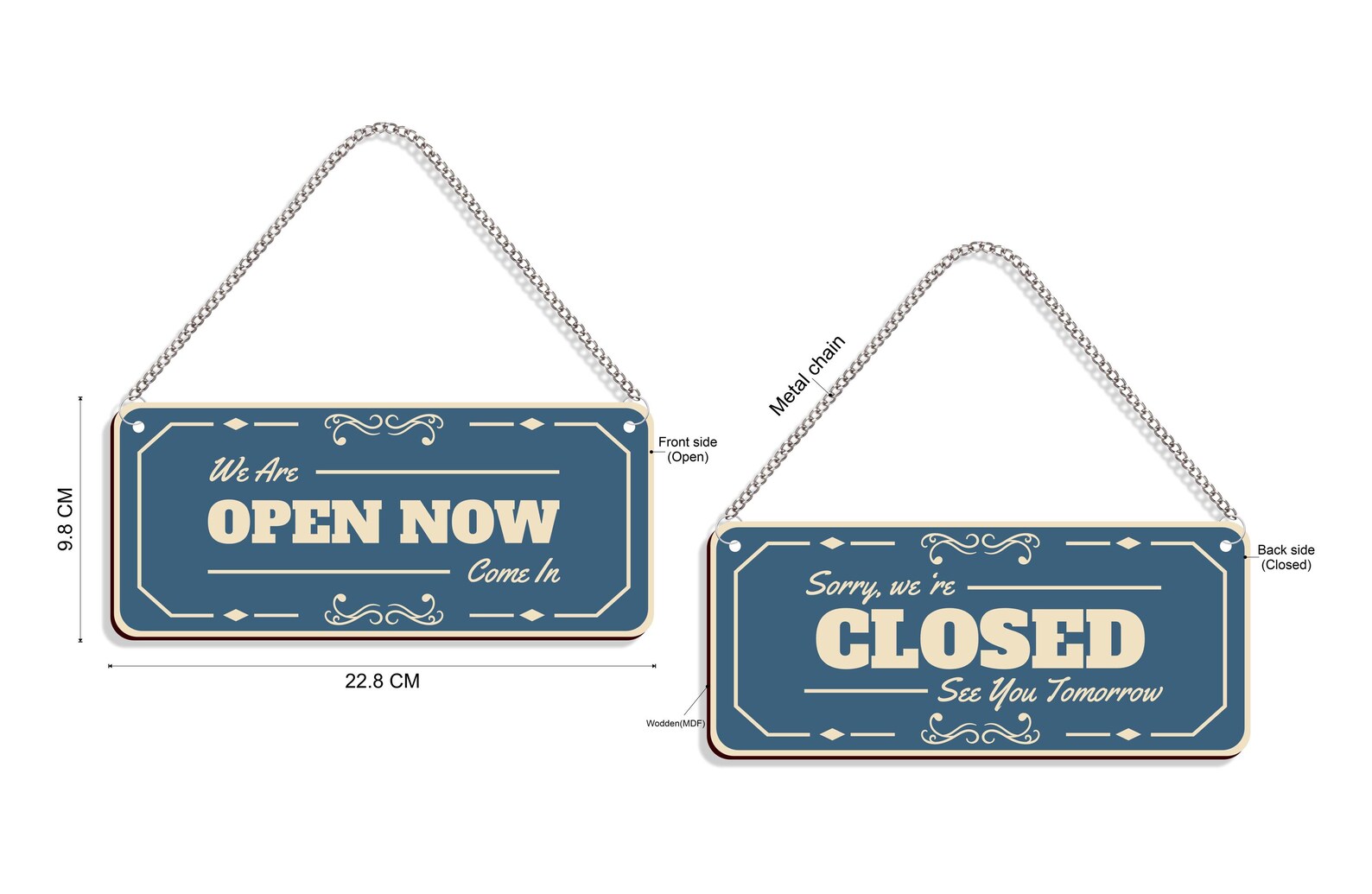 Wooden Double Side Open Close Sign Board | Open Closed Sign for ...