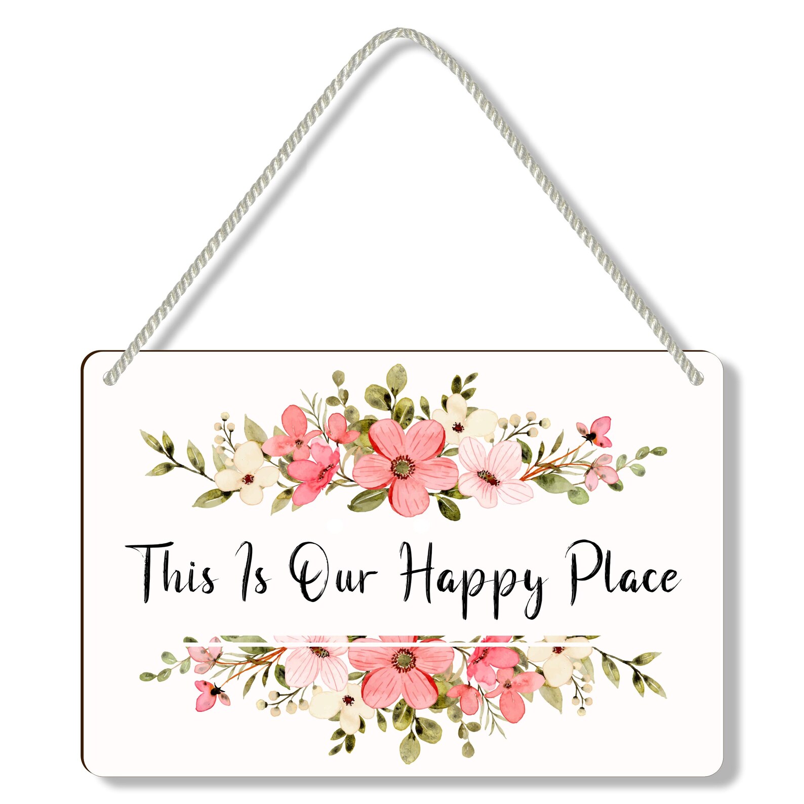 This is Our Happy Place Floral Door Hanging Sign - Etsy