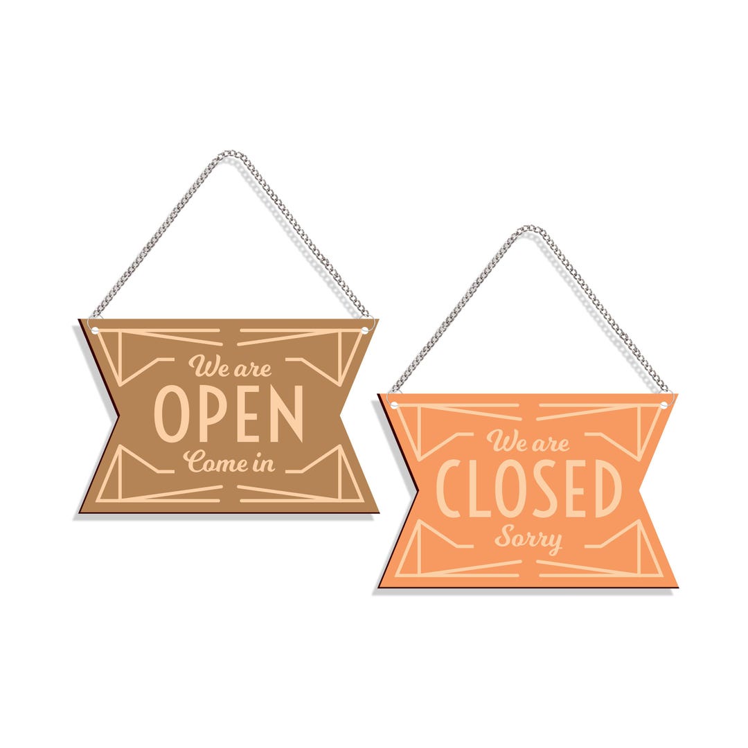 Double Sided Open Closed Sign: Wooden Business Decor - Etsy Canada