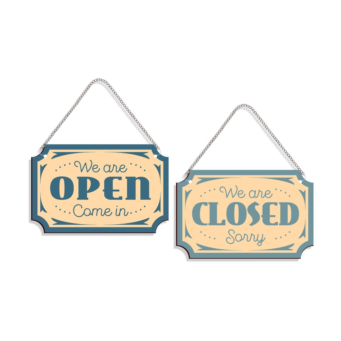 Wooden Double Sided Open-closed Sign With Metal Chain, Open Closed Sign ...