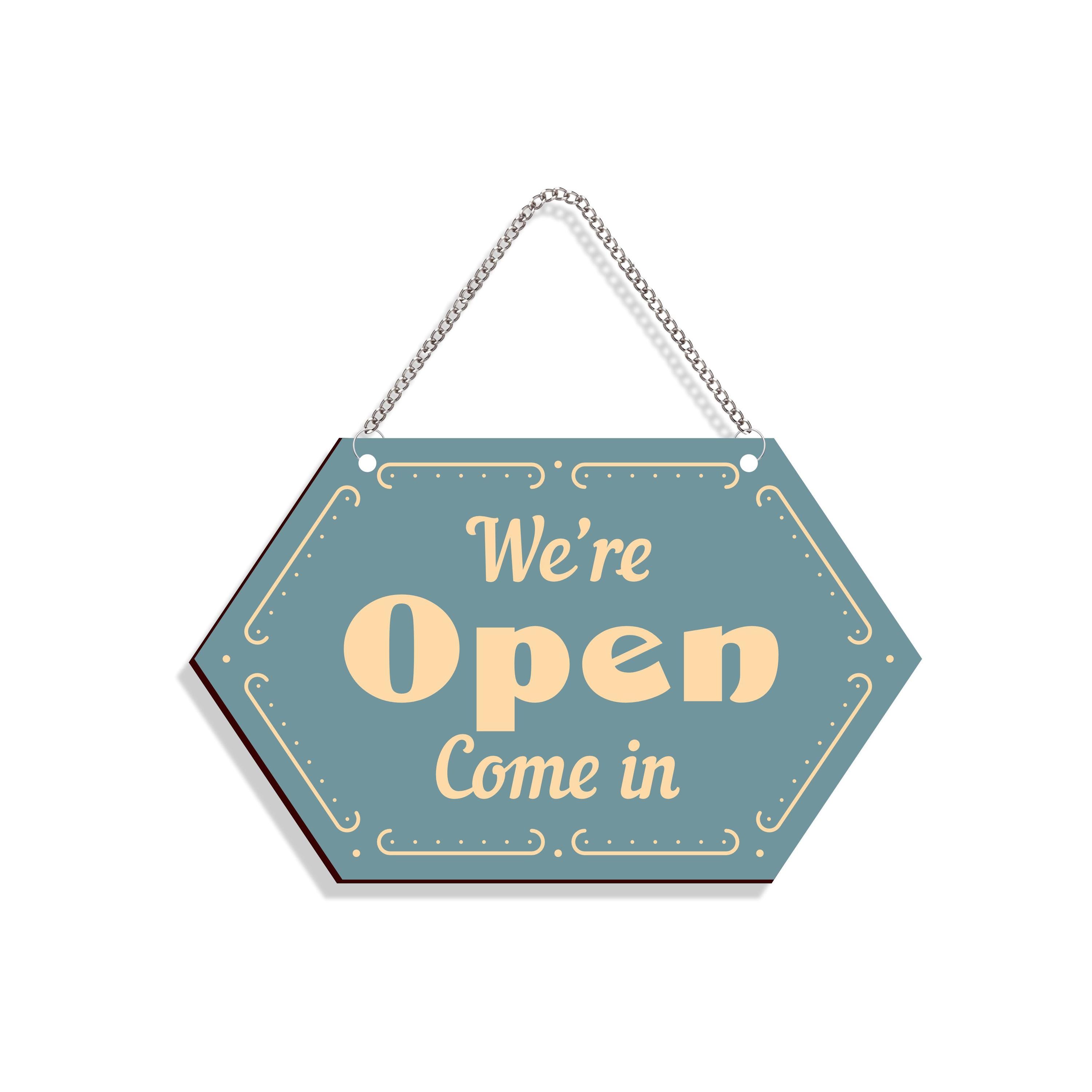 Wooden Double Sided Open-closed Sign With Metal Chain, Open Closed Sign ...