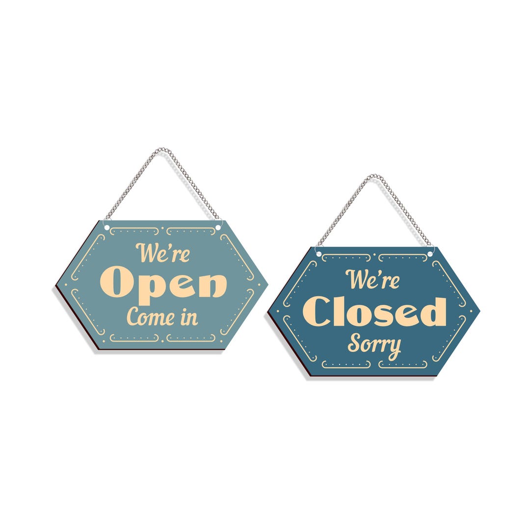 Wooden Double Sided Open-closed Sign With Metal Chain, Open Closed Sign ...