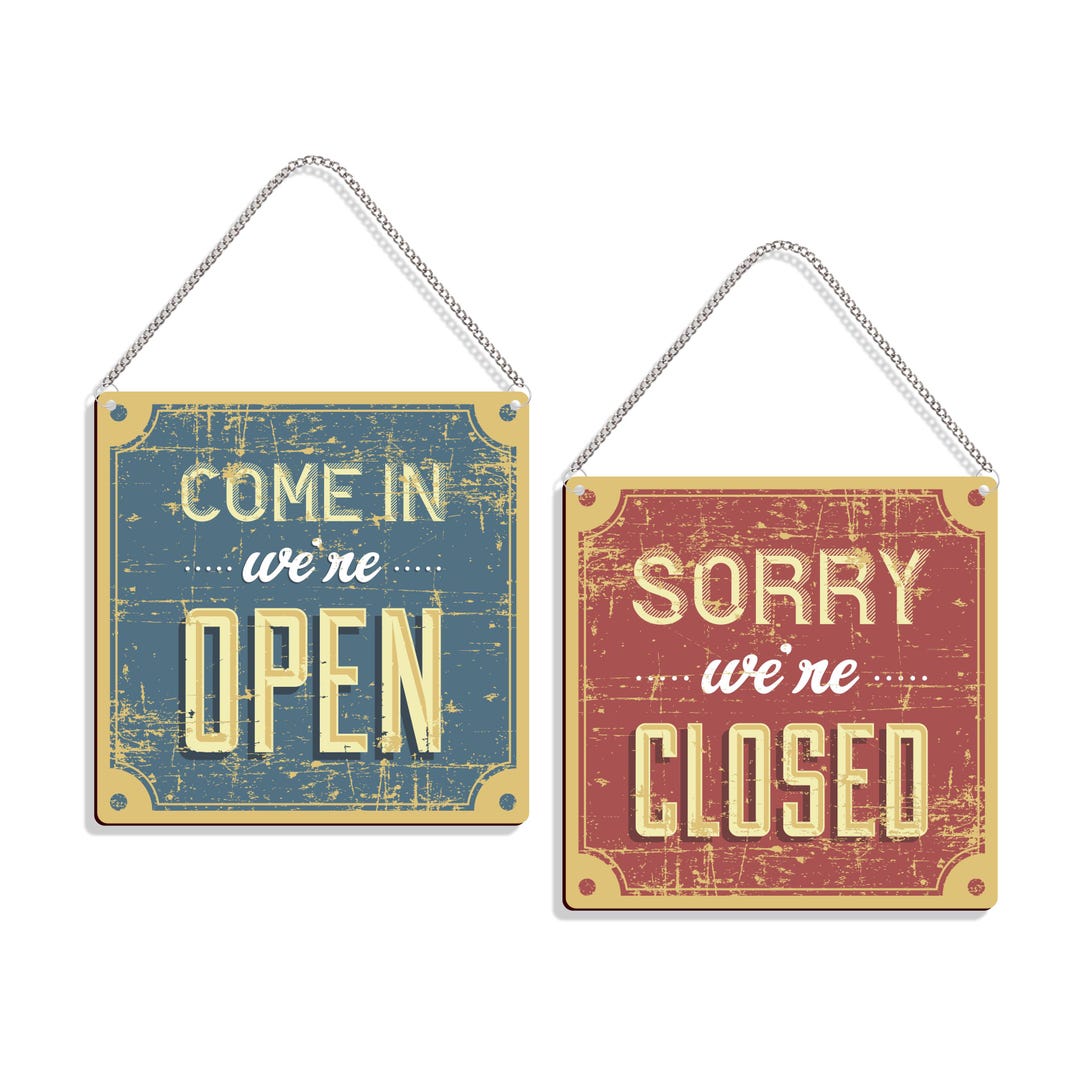 Vintage Style Open-closed Sign, Double Sided MDF Business Open-close ...