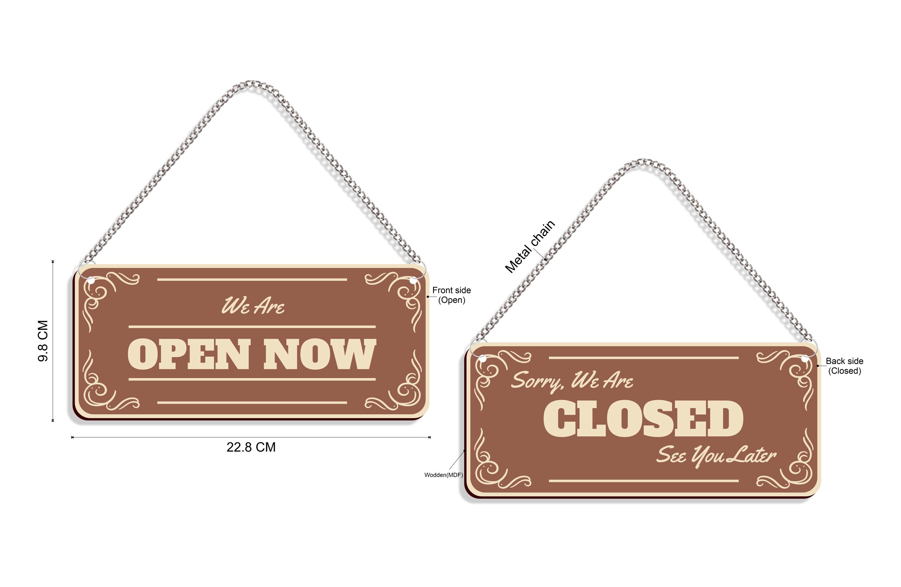 Wooden Double Side Open Close Sign Board | Open Closed Sign for ...