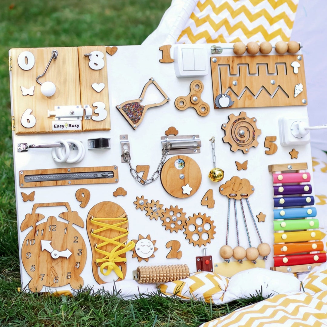 Toddler Busy Board 1 2 3 Year Old Girl Boy Sensory Activity Boards ...