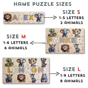Safari Animals Name Puzzle, Montessori Toys Personalized Baby Gift ...