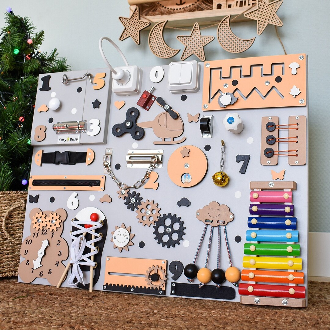 Montessori Busy Board, Toddler Fidget Wall Boards, Sensory Activity ...