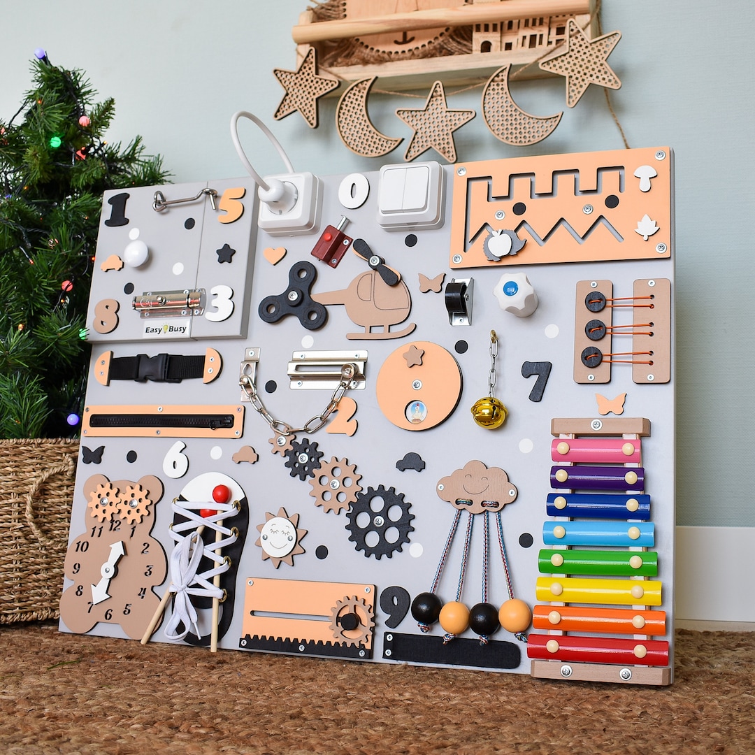 Toddler Busy Board for 1 2 3 Year Old Montessori Toys Sensory Activity ...