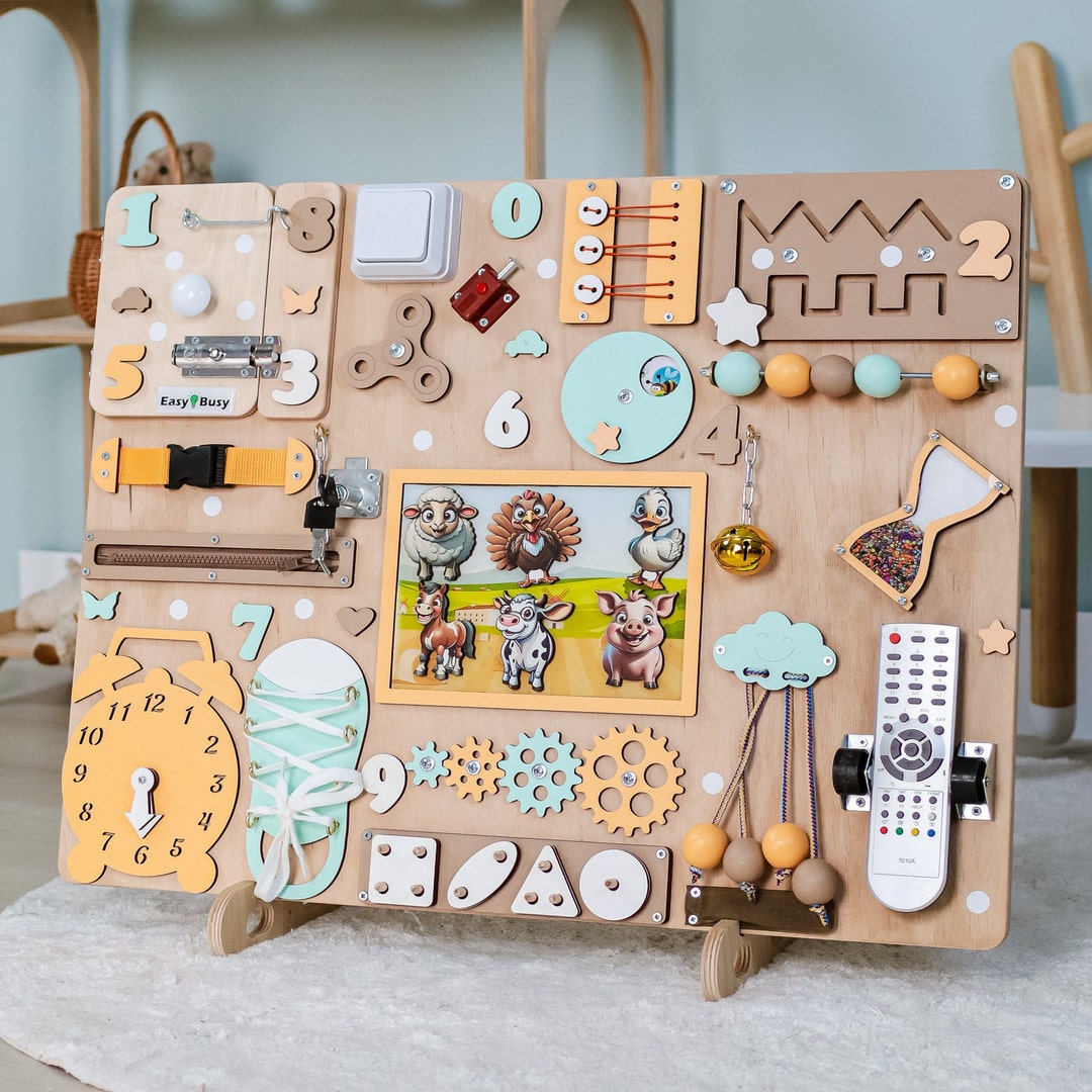 Wooden Toddler Busy Board, Baby Boy Girl Gift 1 2 3 Year Old ...