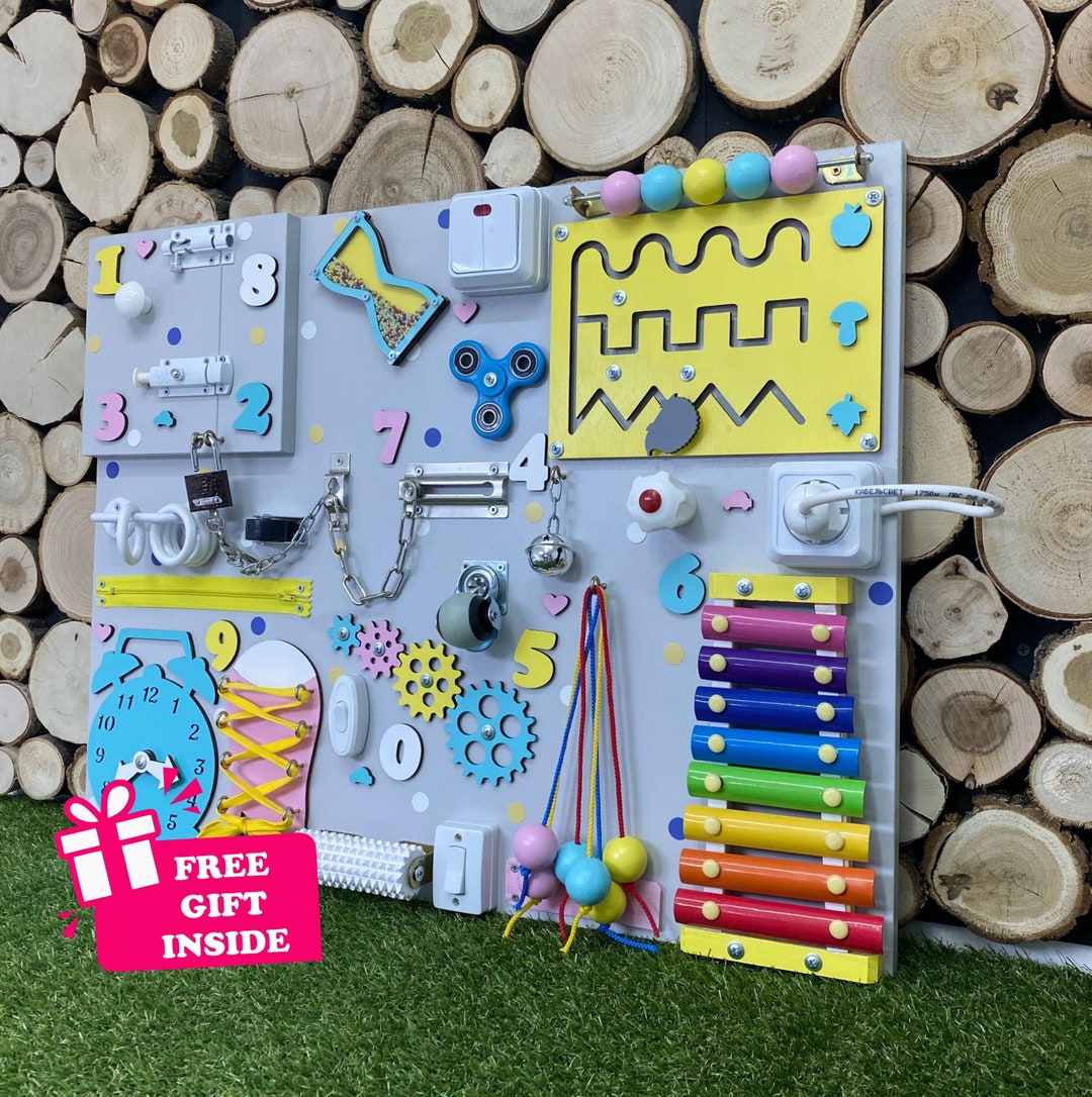 Toddler Busy Board for 1 2 3 Year Old for Girl Boy Montessori Wooden ...