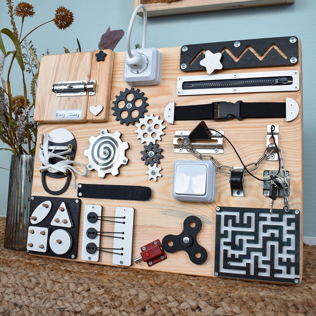 Toddler Busy Board for 1 2 3 Year Old for Girl Boy Montessori, Wooden ...