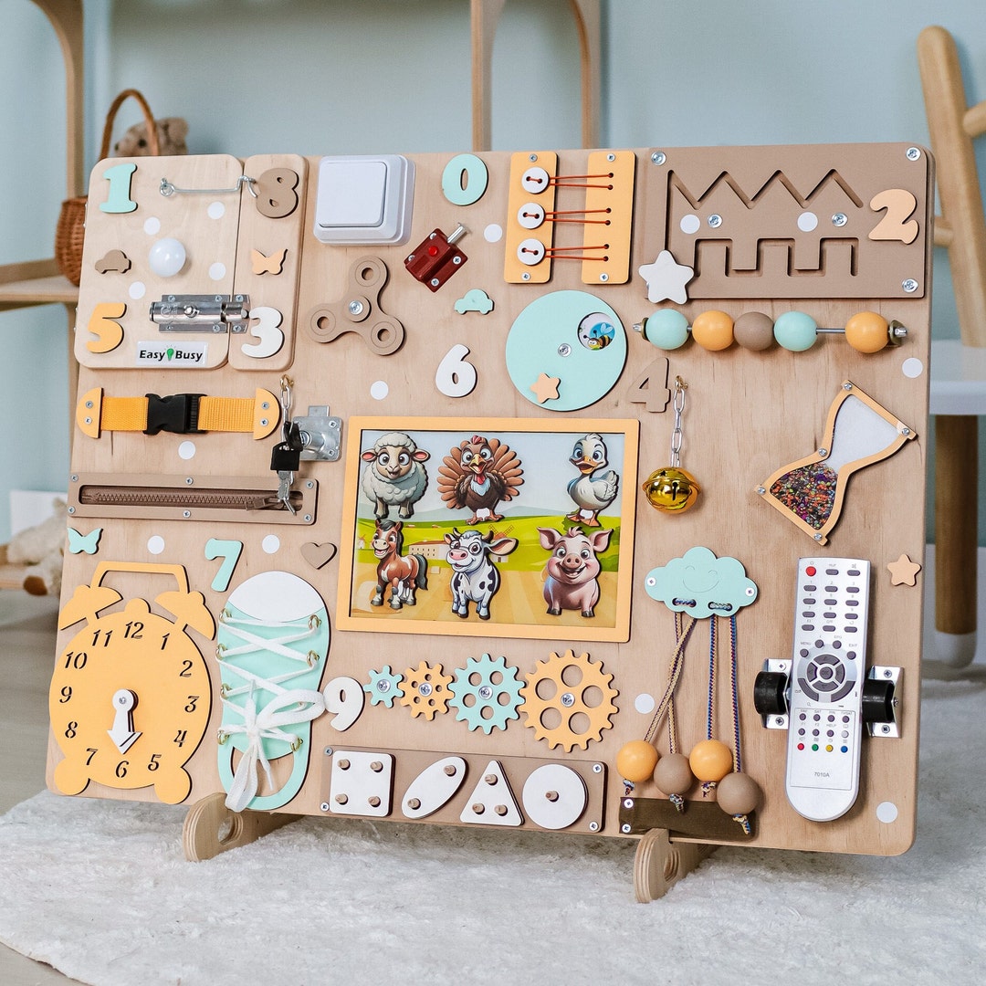 Montessori Busy Board: Sensory Activity Wall for Toddlers - Etsy