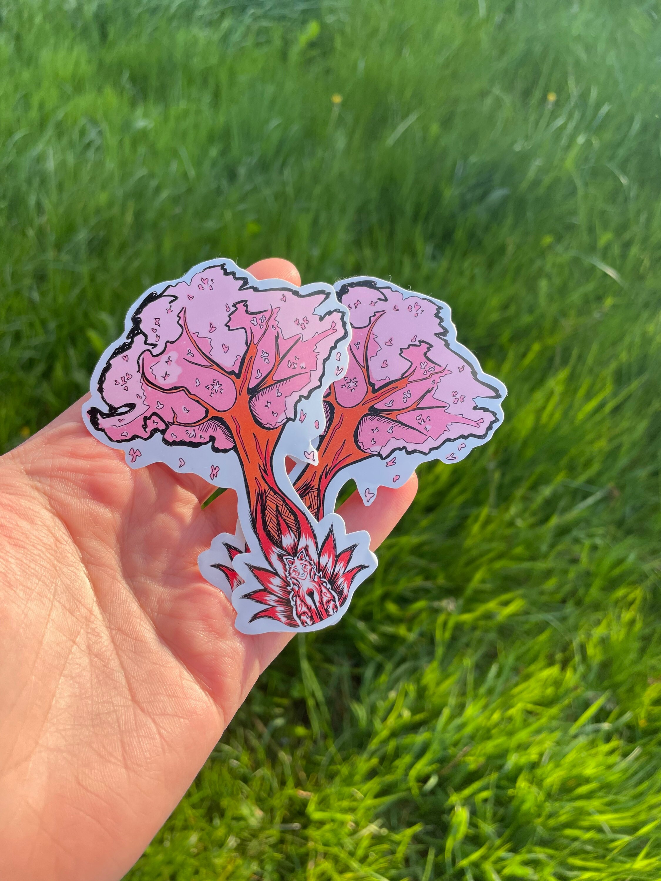 Kitsune Cherry Blossom Sticker - Etsy
