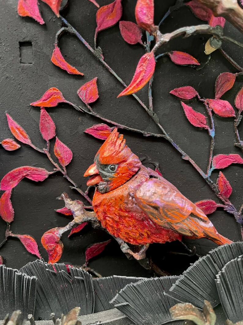 Birds of the Burning Bush Automata. Custom Scene With Oil Painted and ...