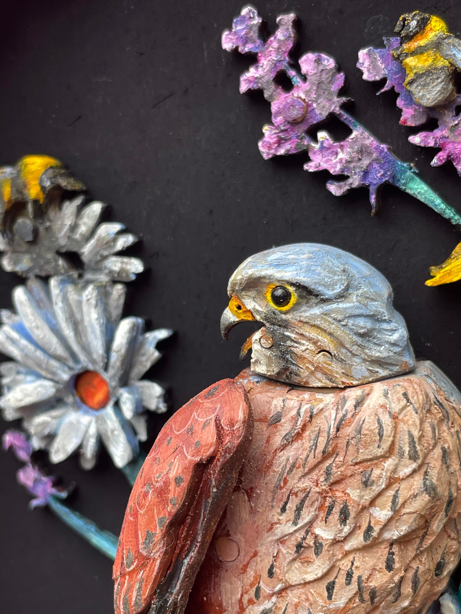 Common Kestrel Automaton. Oil Painted Mechanical Bird, Kinetic Hand ...