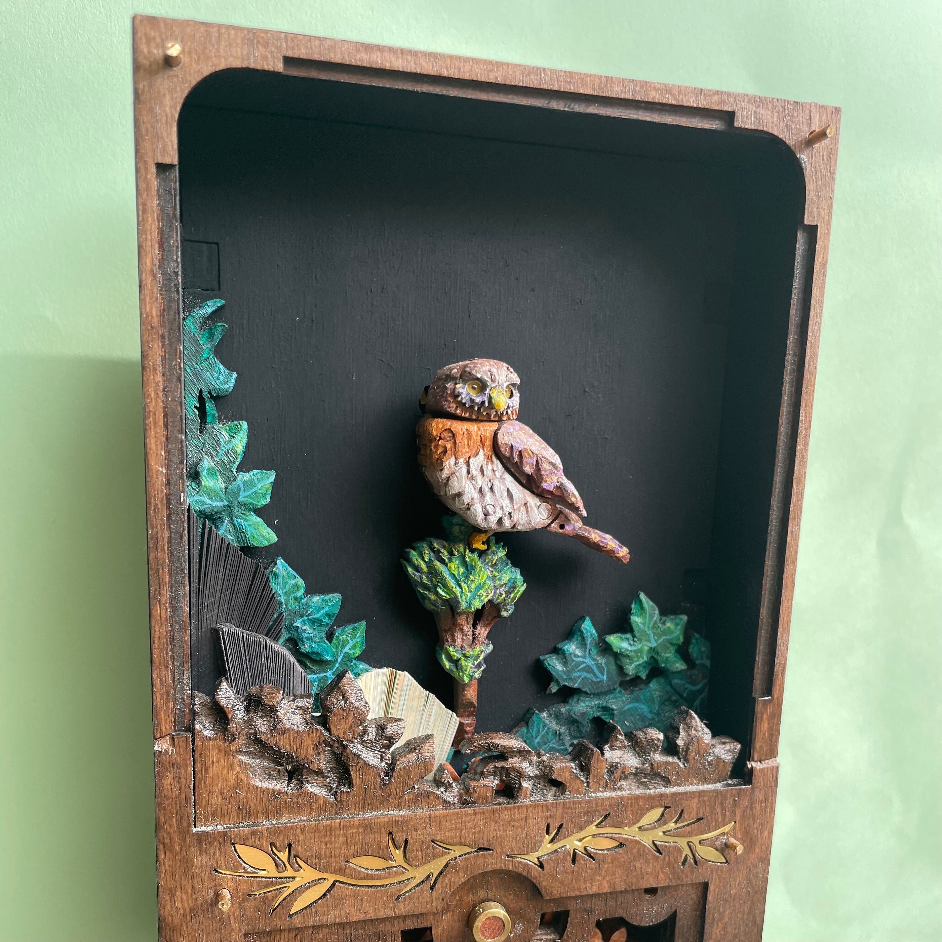 Prototype Owl Automaton. Oil Painted Mechanical Bird, Kinetic Hand ...