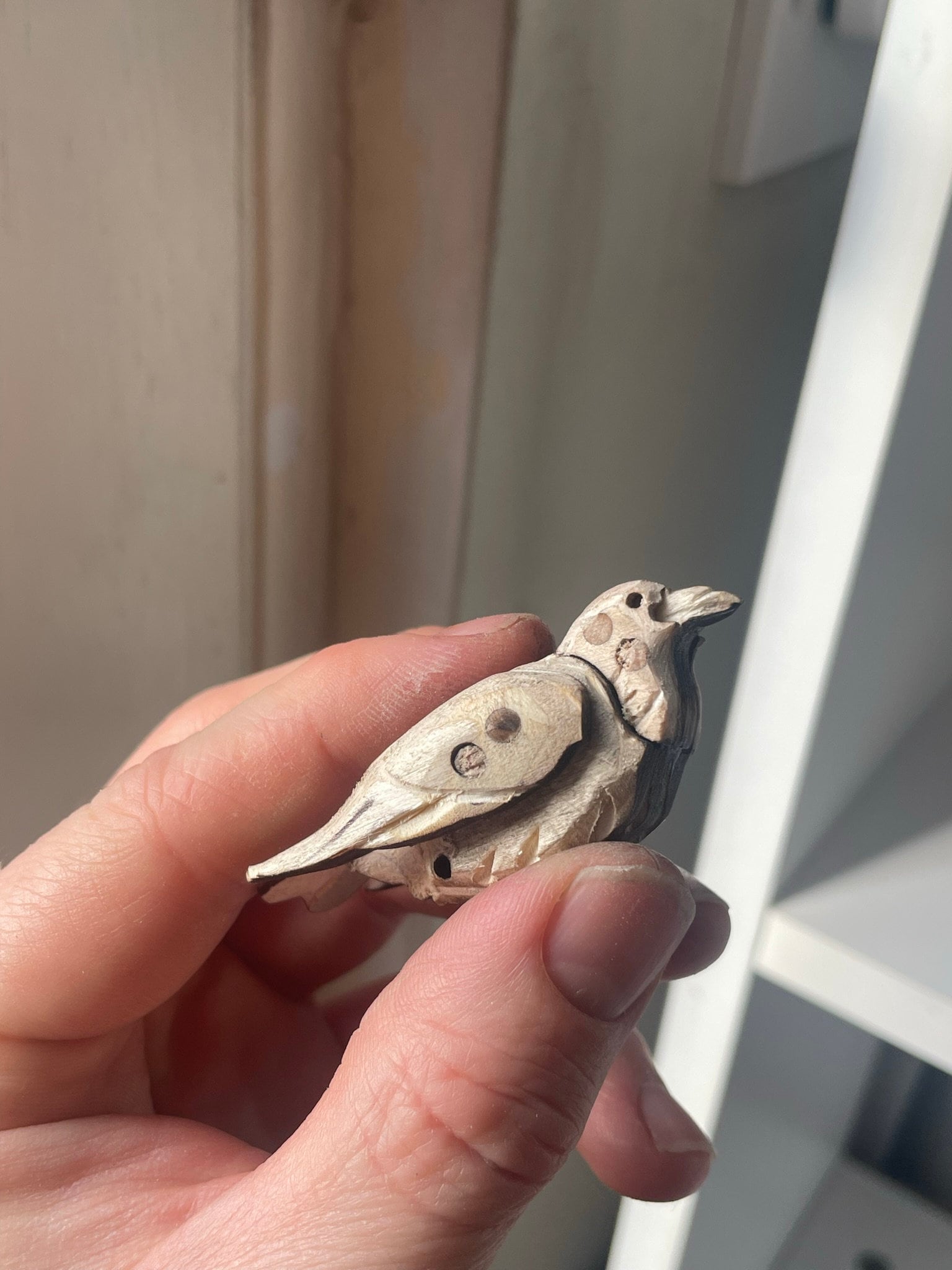 Bobbin Crow Automaton. Oil Painted Mechanical Bird, Kinetic Hand Carved ...