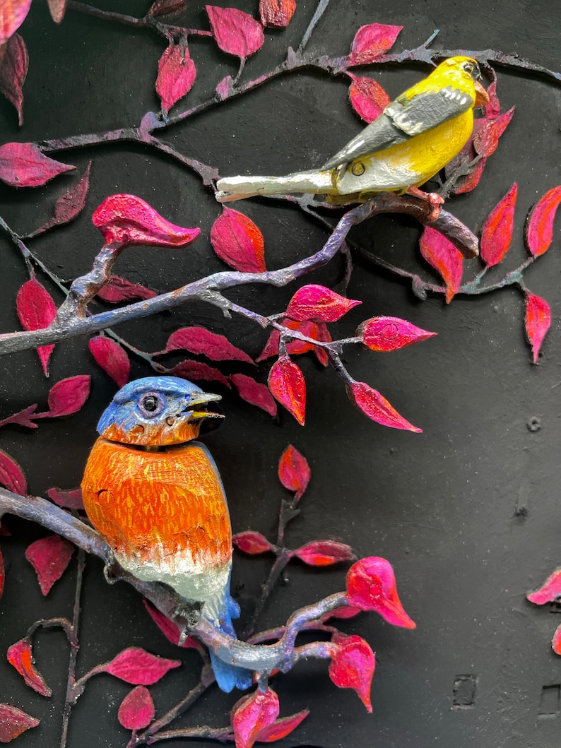 Birds of the Burning Bush Automata. Custom Scene With Oil Painted and ...