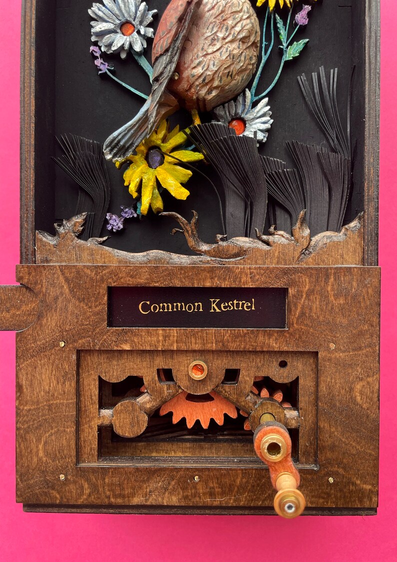 Common Kestrel Automaton. Oil Painted Mechanical Bird, Kinetic Hand ...