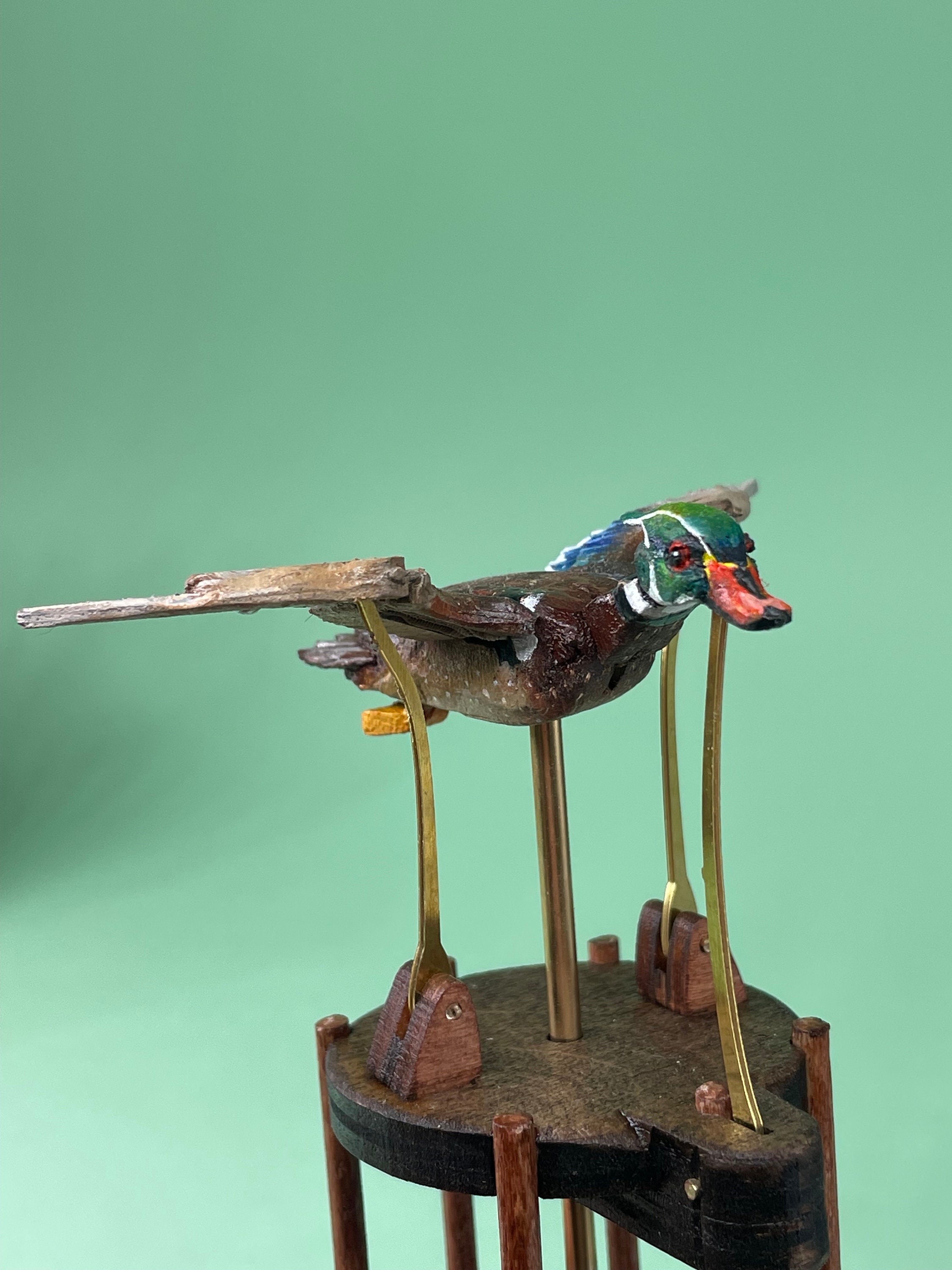 Wood Duck Automaton. Oil Painted Flying Bird Handcranked - Etsy