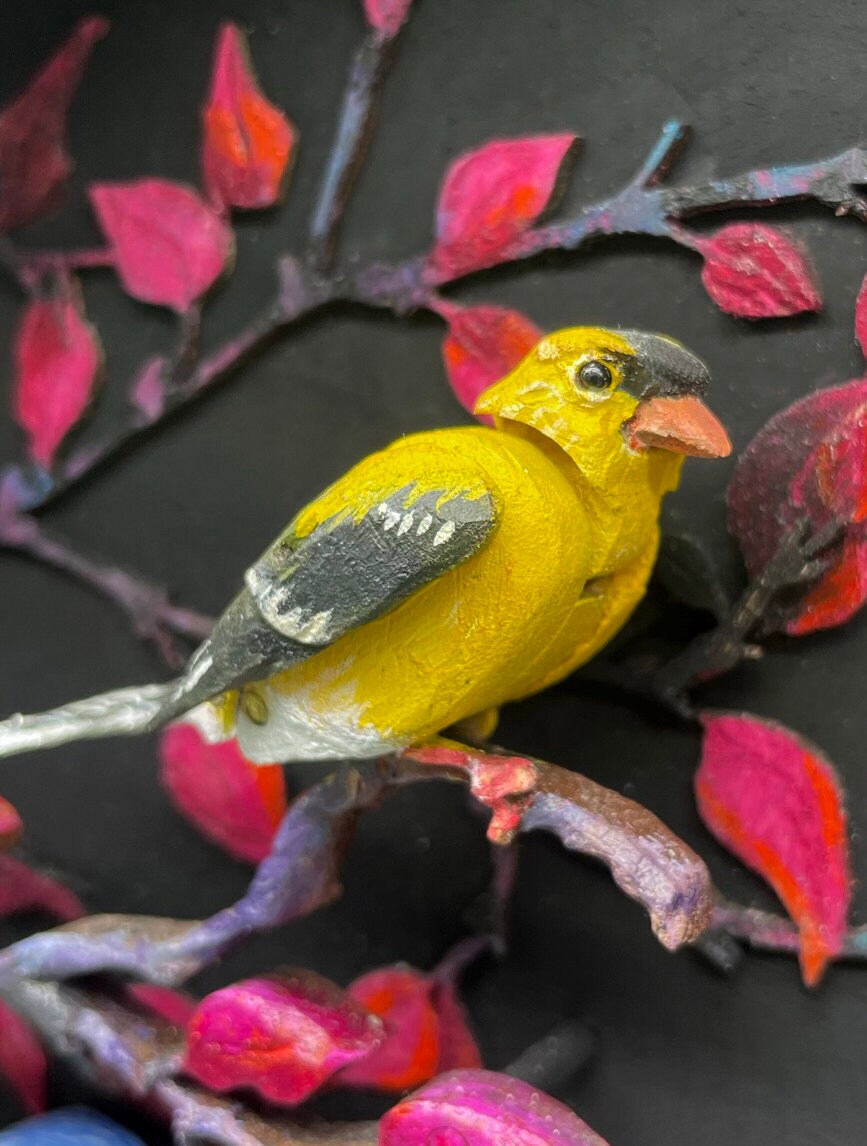 Birds of the Burning Bush Automata. Custom Scene With Oil Painted and ...