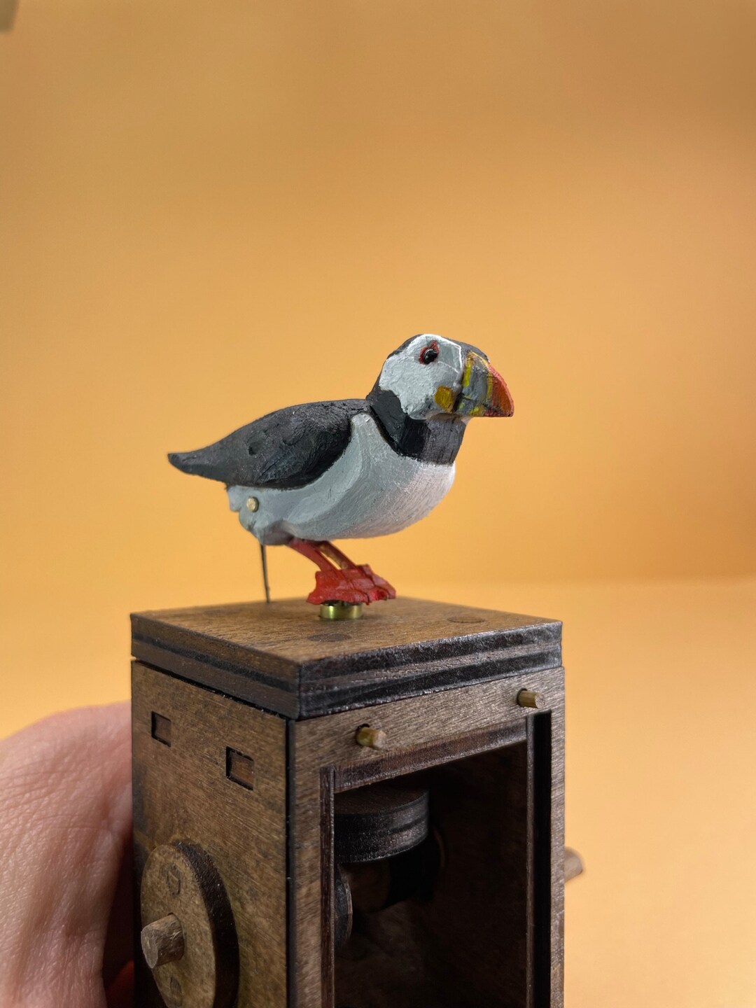 Bobbin Puffin Automaton. Oil Painted Mechanical Bird Kinetic - Etsy