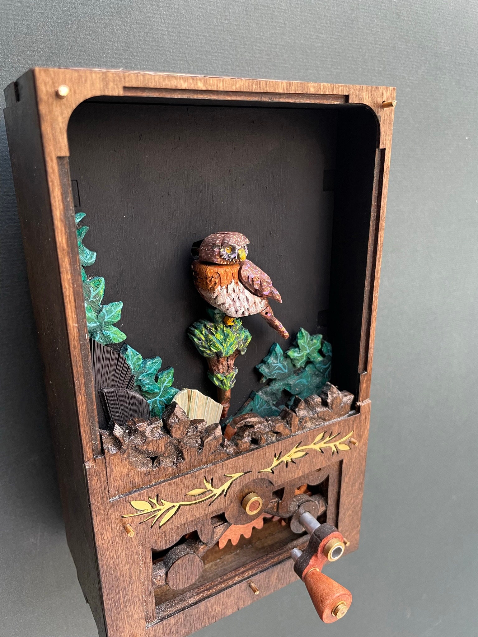 Prototype Owl Automaton. Oil Painted Mechanical Bird, Kinetic Hand ...