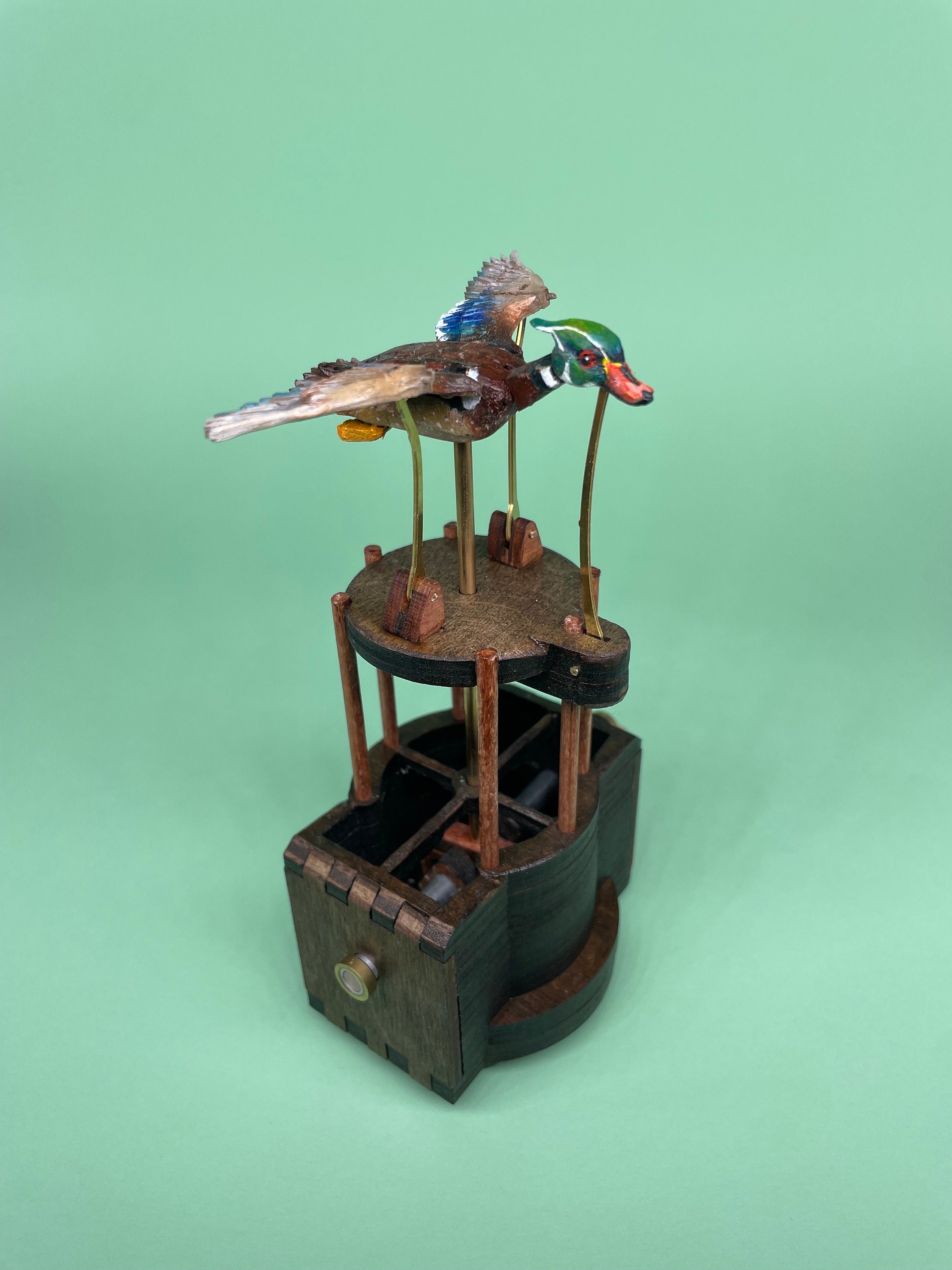 Wood Duck Automaton. Oil Painted Flying Bird Handcranked - Etsy