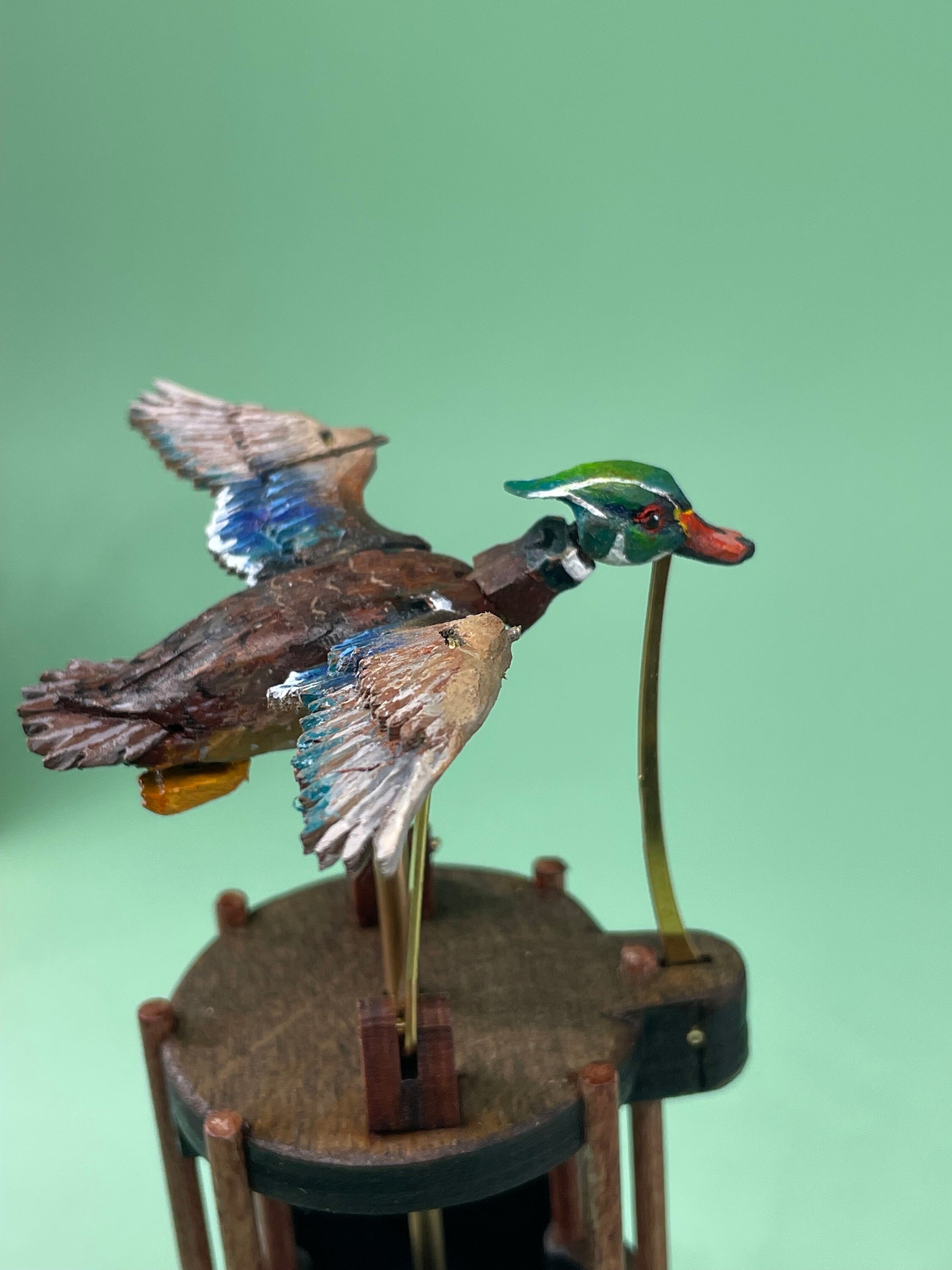 Wood Duck Automaton. Oil Painted Flying Bird Handcranked - Etsy