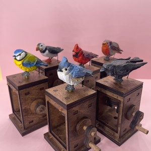 Bobbin Puffin Automaton. Oil Painted Mechanical Bird, Kinetic Hand ...