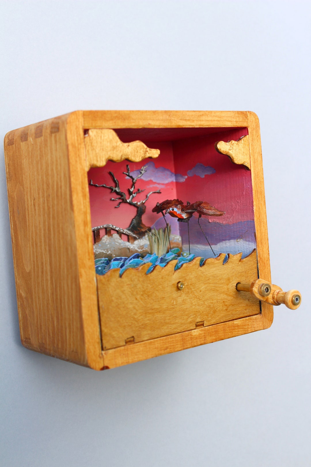 Robin Automaton. Oil Painting and Bird Flying Beside a River - Etsy