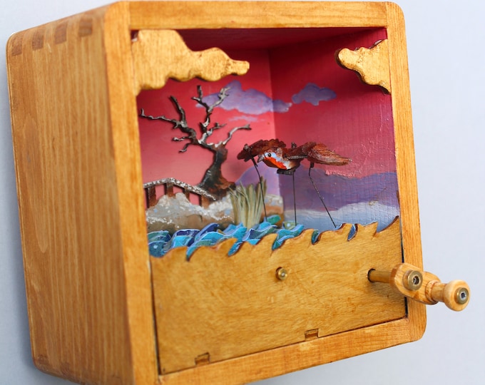 Robin Automaton. Oil Painting and Bird Flying Beside a River During ...